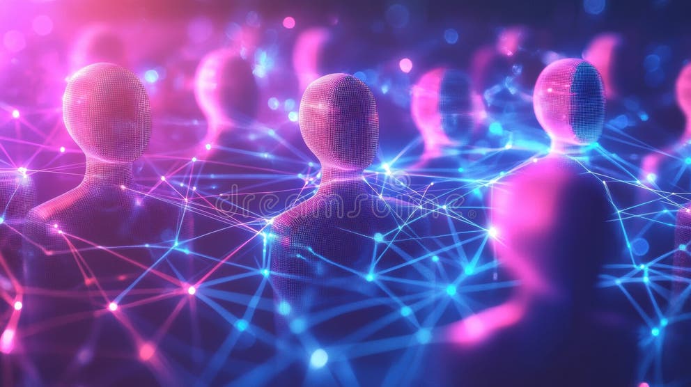 Colorful Interconnected 3D Avatars Representing a Digital Social Media ...