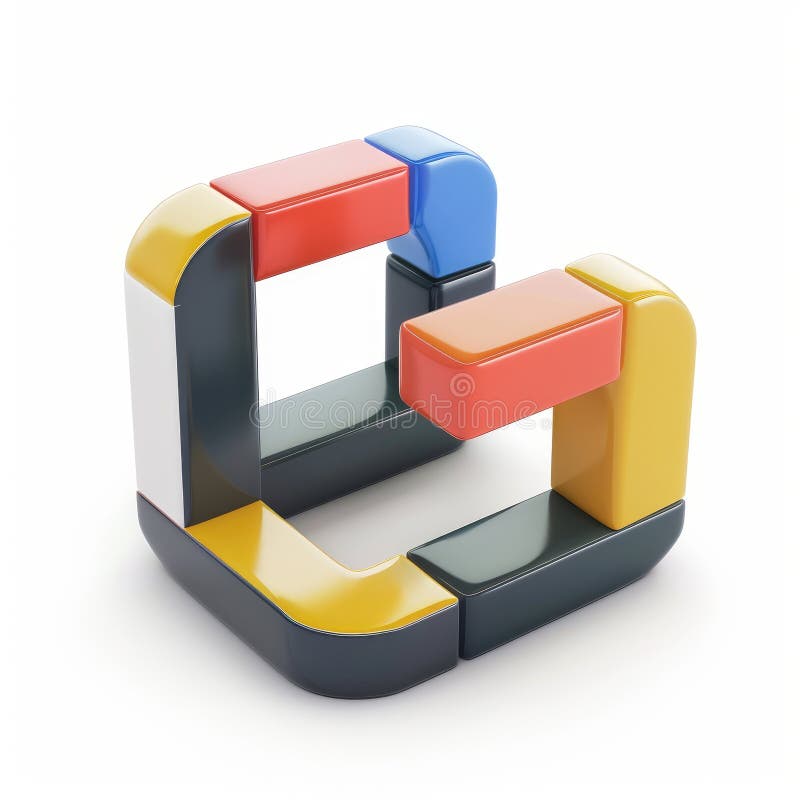 Interlocking Colorful Blocks: Abstract 3D Design Stock Illustration ...