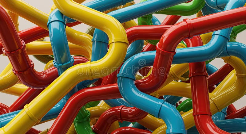 Colorful Interconnected Pipes Illustration - Abstract Network Design ...