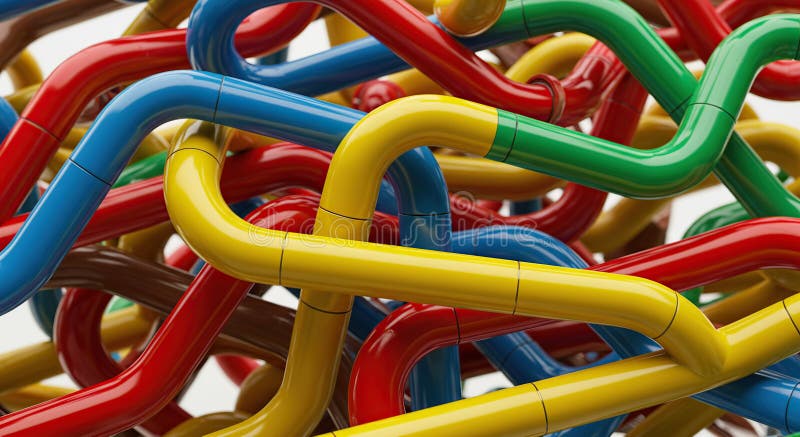 Colorful Interconnected Pipes Network Abstract Illustration Perfect for ...