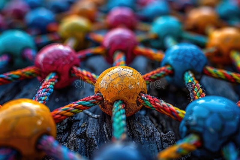 Colorful Interconnected Rope Balls Form a Dynamic and Vibrant Pattern ...