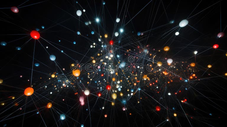 Colorful, Interconnected Social Media Interactions Depicted As Light ...