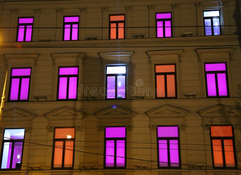 Colorful Interior Lighting at Windows Stock Photo - Image of interior ...