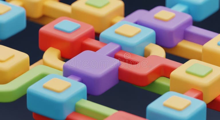 Colorful Interlocking Blocks Abstract Design Stock Illustration ...