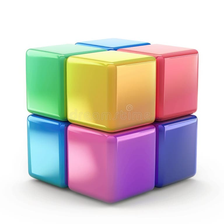 Colorful Cubes 3D Render: Abstract Geometric Design Stock Illustration ...