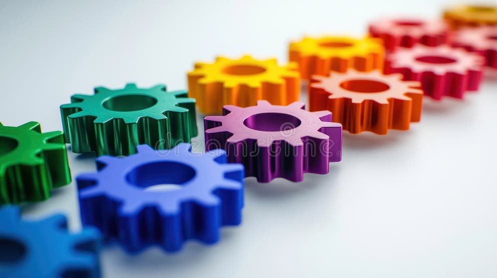 Colorful Interlocking Gears Create Proud Mechanism with Ample Copy ...