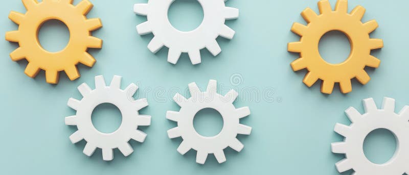 Colorful Interlocking Gears on a Light Blue Background, Symbolizing ...