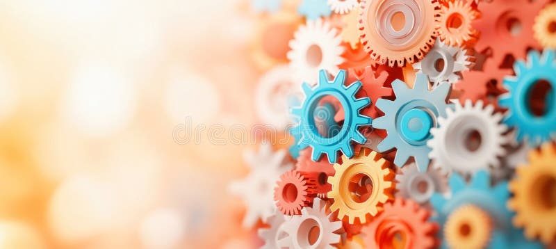 Colorful Gears Interlocking Symbolizing Teamwork Stock Photos - Free ...