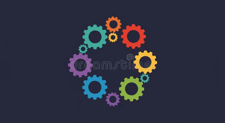 Colorful Interlocking Gears in Various Sizes Form a Circular Pattern on ...