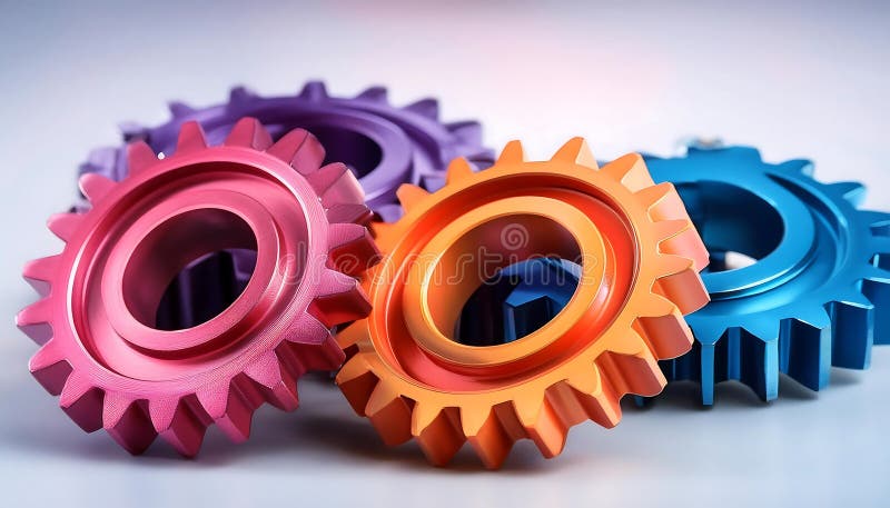 Colorful Interlocking Gears, Vibrant Hues, Represent Teamwork and ...