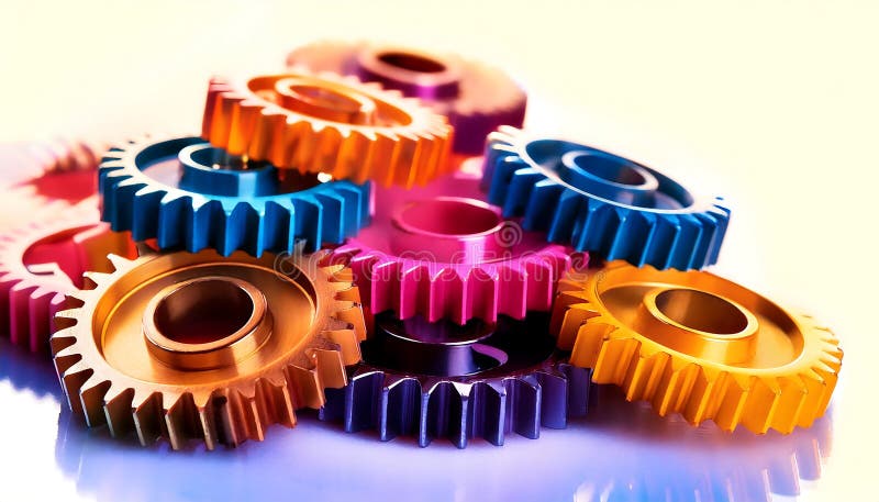 Colorful Interlocking Gears, Vibrant Hues, Represent Teamwork and ...