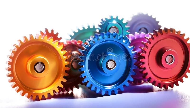 Colorful Interlocking Gears, Vibrant Hues, Represent Teamwork and ...