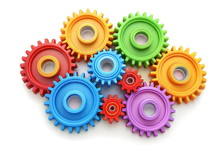 Colorful Interlocking Gears a Visual Representation of Teamwork ...