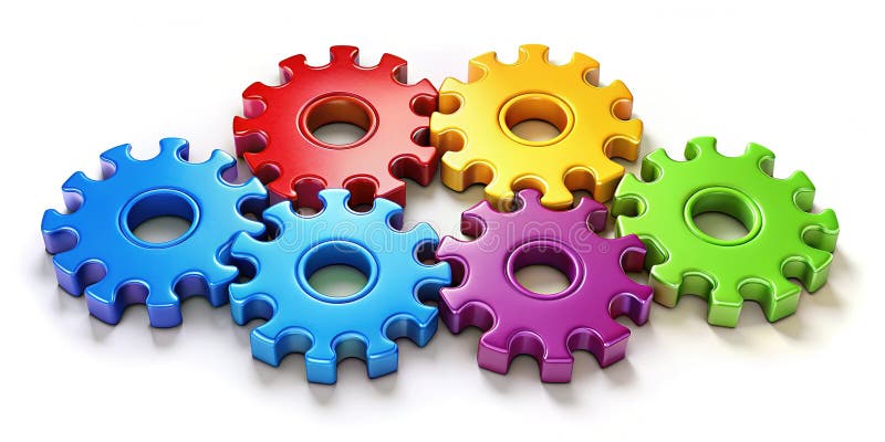 Colorful Interlocking Gears a Visual Representation of Teamwork ...