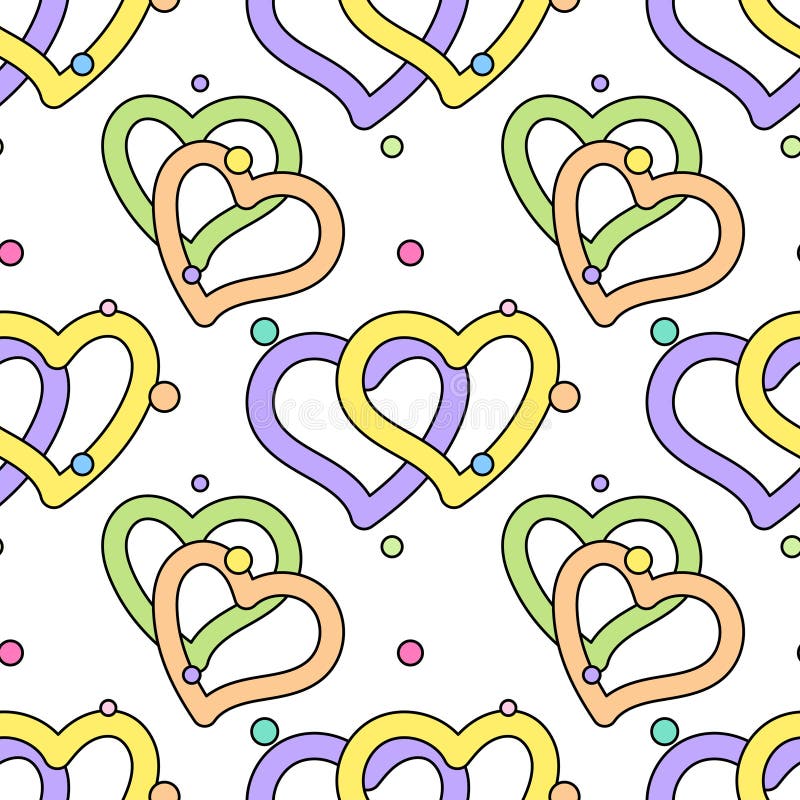Colorful Interlocking Hearts Seamless Pattern Stock Illustration ...
