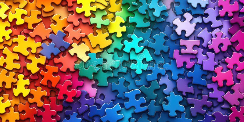 Colorful Interlocking Jigsaw Puzzle Pieces Displayed in a Gradient ...