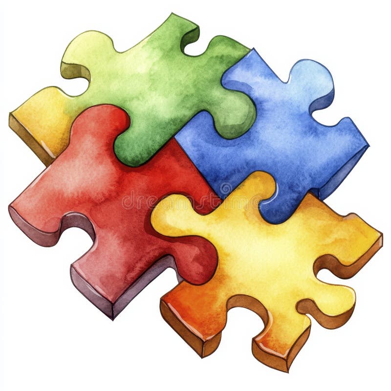 Colorful Interlocking Jigsaw Puzzle Pieces Teamwork Unity Concept Stock Illustration ...
