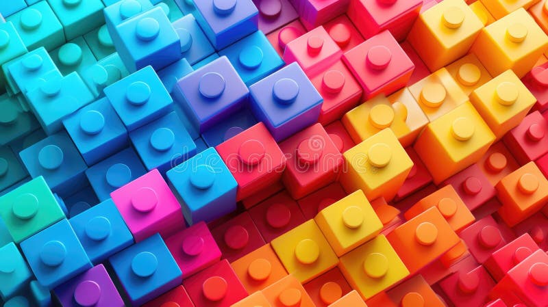 Colorful Interlocking Plastic Bricks Pattern. Close-up Shot of Building ...