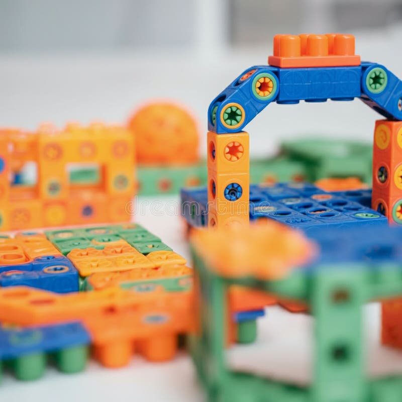 Colorful Interlocking Plastic Building Blocks Arranged on a Surface ...