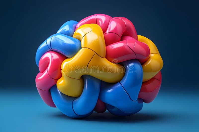 Colorful Interlocking Puzzle Pieces on a Blue Background - Conceptual ...