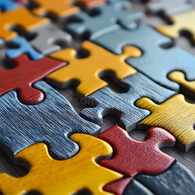 Colorful Interlocking Puzzle Pieces on Flat Surface Stock Illustration ...