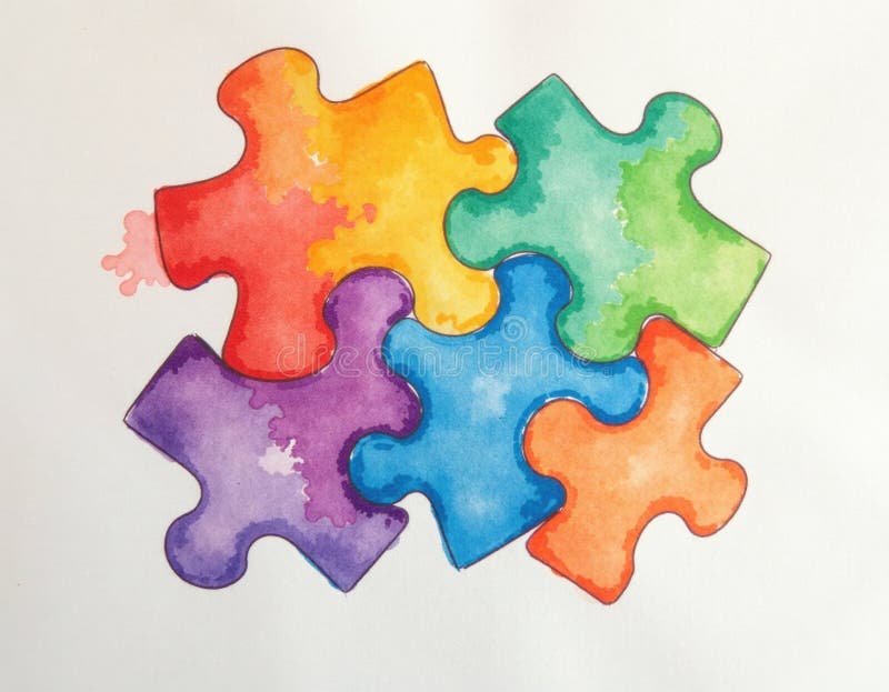 Colorful Interlocking Puzzle Pieces Stock Illustration - Illustration ...