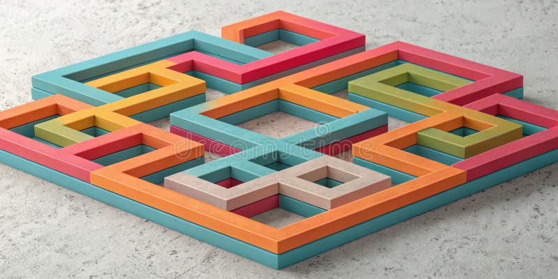 Colorful Interlocking Squares Illusion, Abstract , Geometry Stock ...
