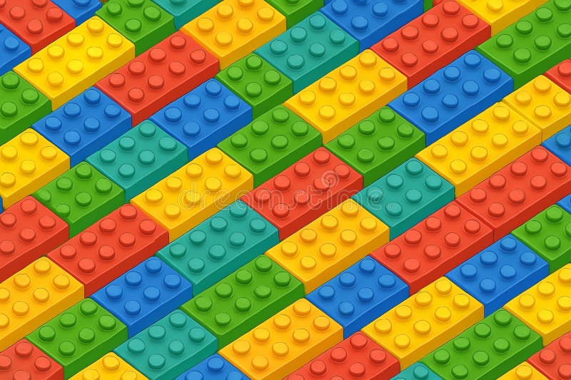Colorful Interlocking Toy Blocks Seamless Pattern Stock Illustration ...
