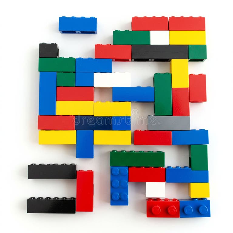 Colorful Interlocking Toy Bricks Arranged in a Rectangular Pattern on a ...