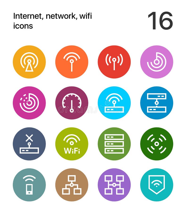 Colorful Internet, Network, Wifi Icons for Web and Mobile Design Pack 1 ...