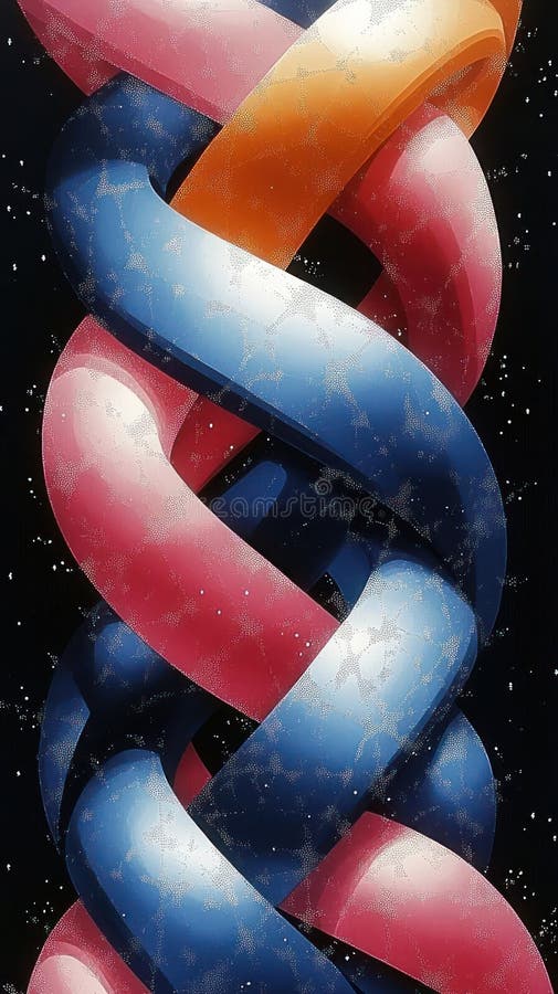 A Colorful, Intertwined Ribbon Structure Against a Dark Background ...