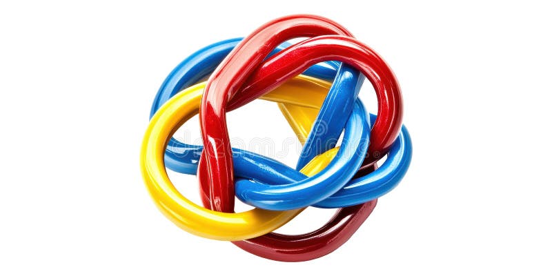 Colorful Intertwined Rings Sculpture Isolated on Transparent Background ...