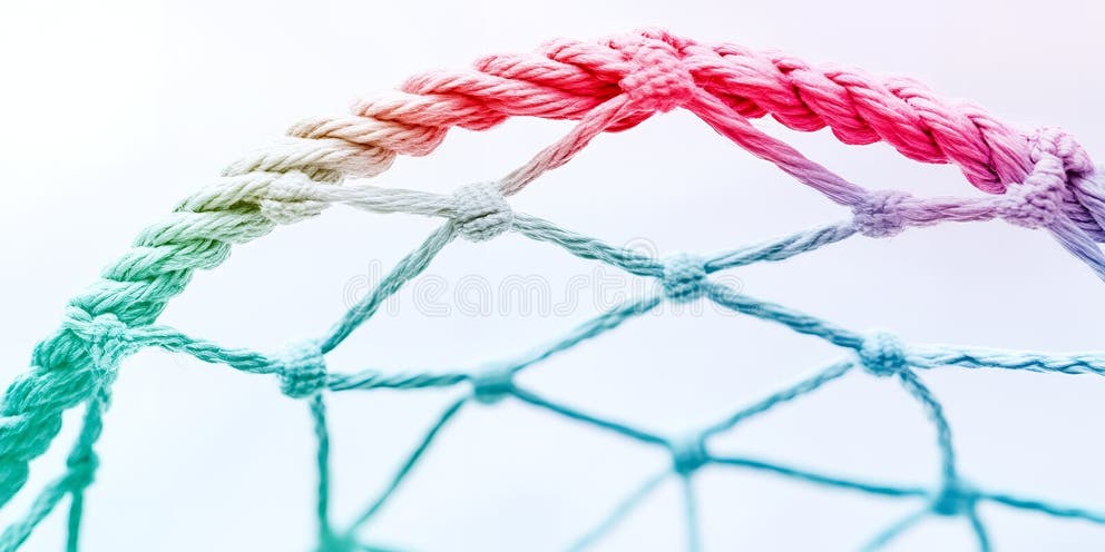 Colorful Intertwined Ropes Forming a Complex Network Knotted Texture ...