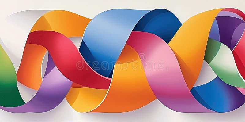Colorful Intertwining Ribbons Forming a Dynamic Shape Representing the ...