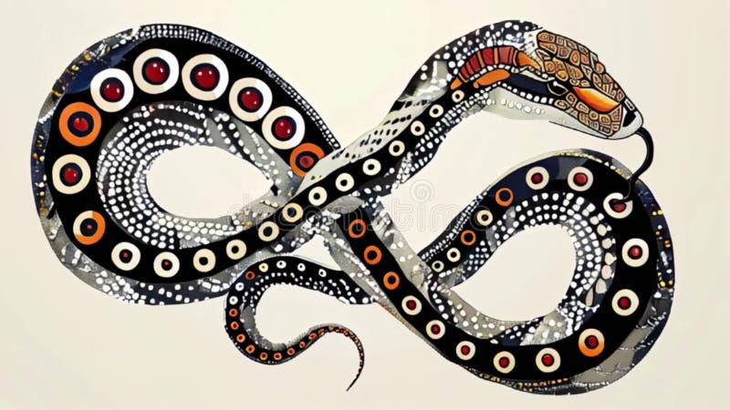 A Colorful, Intricate Aboriginal Snake Tattoo Design Featuring Vibrant ...