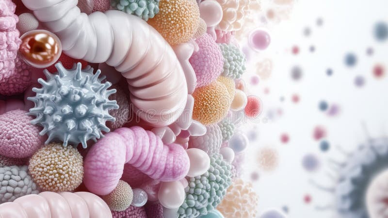 Colorful and Intricate Microscopic View of Various Microorganisms and ...