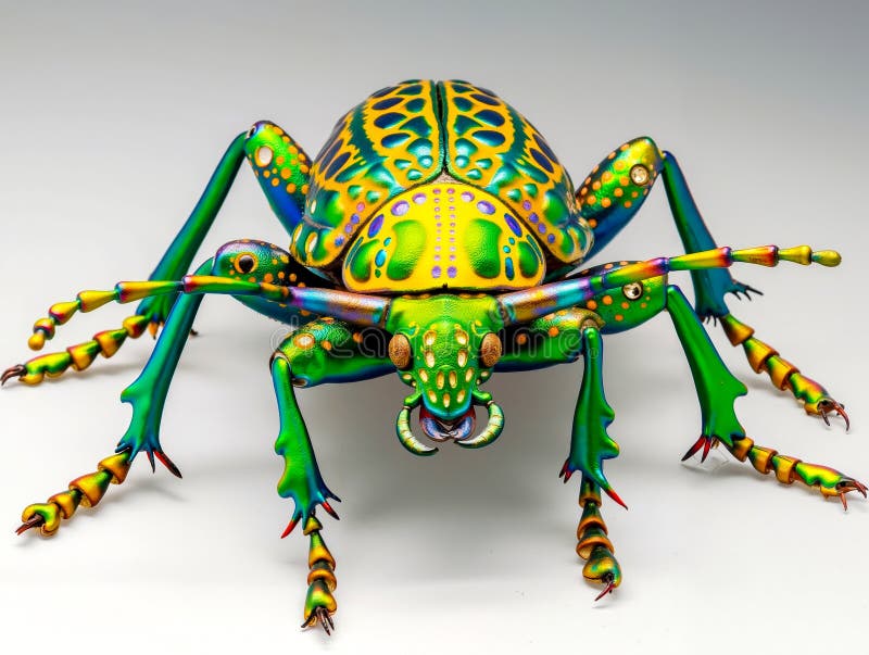 A Colorful Beetle is Sitting on a White Surface Stock Image - Image of ...