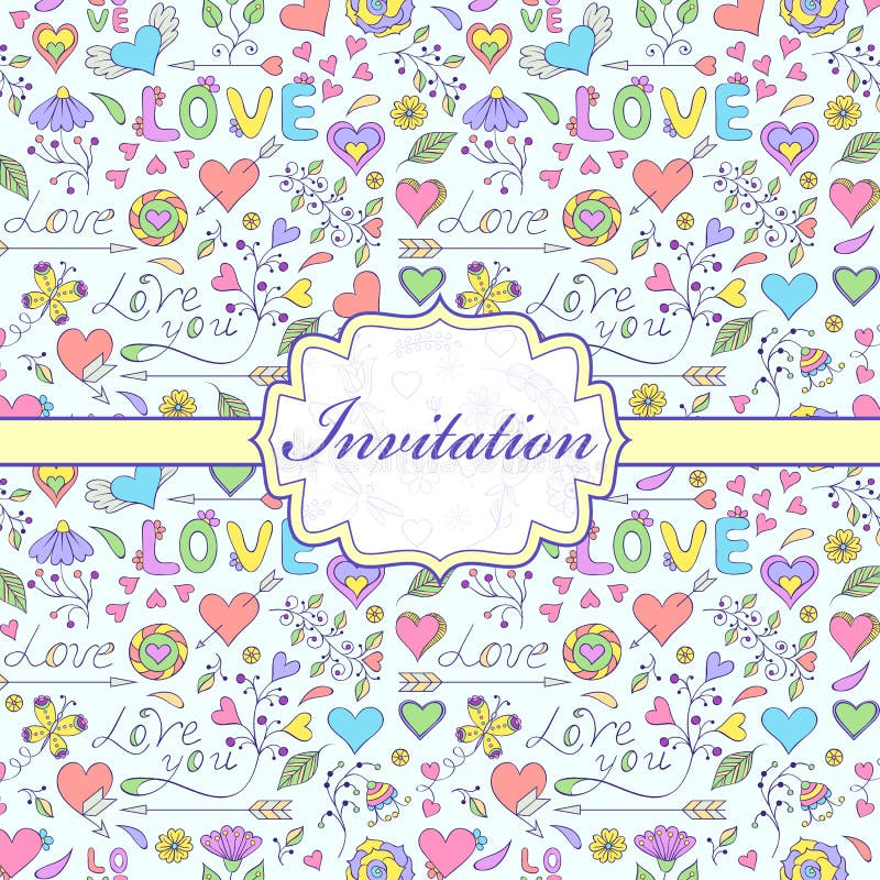 Colorful invitation card stock vector. Illustration of design - 92056530