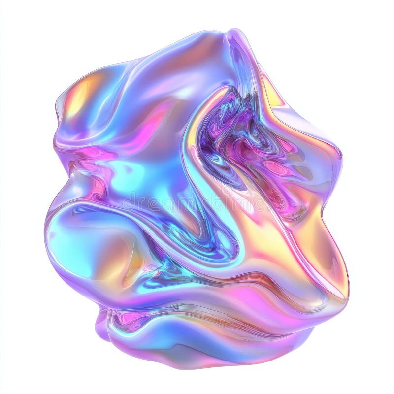 A Colorful, Iridescent Abstract Shape with Smooth, Flowing Surfaces ...