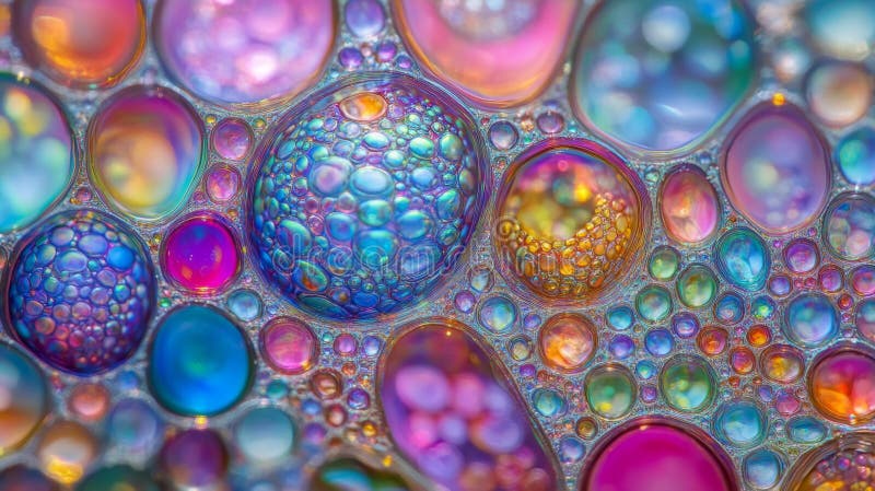 Colorful Iridescent Bubbles Forming Intricate Patterns and Textures ...