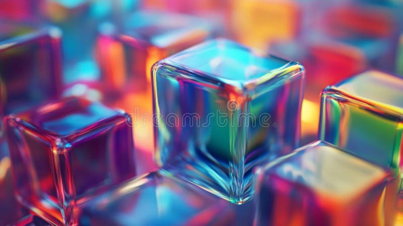 Colorful Iridescent Glass Cubes Abstract Background Stock Illustration - Illustration of faceted ...