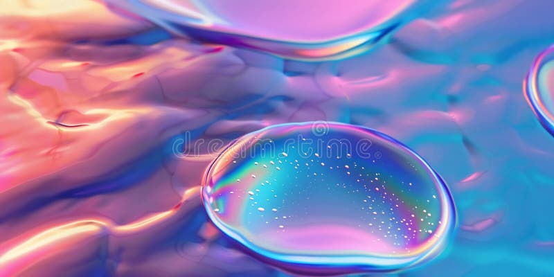 Colorful Iridescent Liquid Bubbles Glowing in Abstract Fluid Background ...