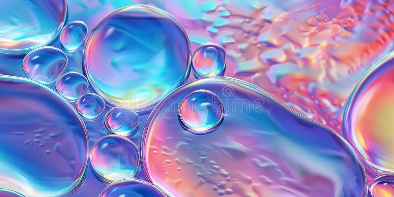 Colorful Iridescent Liquid Bubbles Glowing in Abstract Fluid Background ...