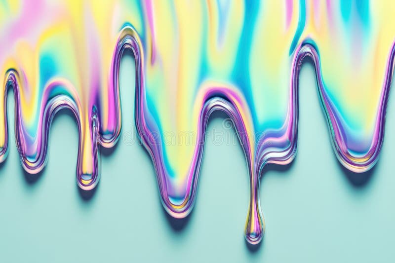 Colorful Iridescent Liquid Drips on Pastel Background - Modern Abstract ...