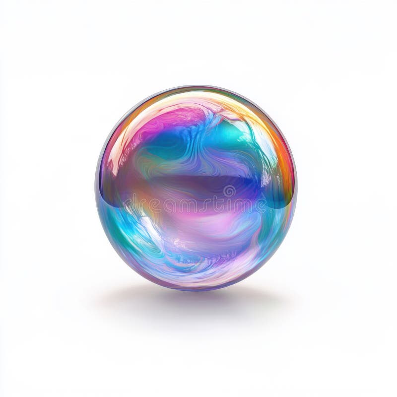Colorful Iridescent Orb with Swirling Patterns on a White Background ...