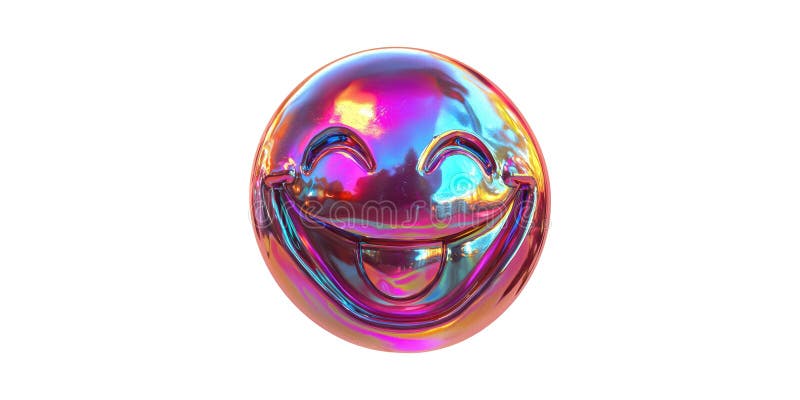 Colorful Iridescent Smiley Face Sphere. Vibrant Expression of Joy and ...