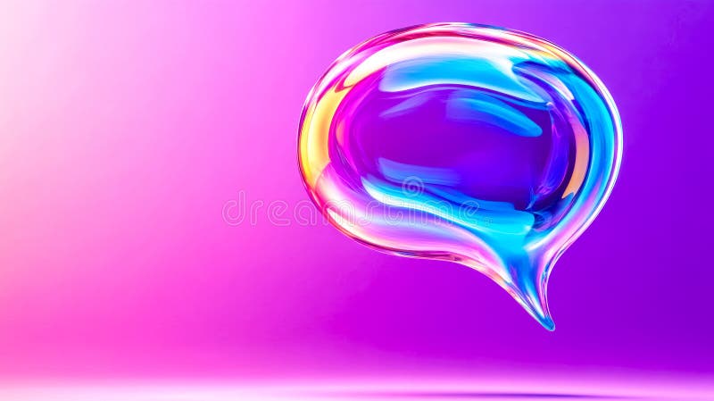 Colorful Iridescent Speech Bubble Floating on Gradient Background Stock ...