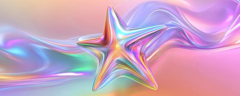 Colorful Iridescent Star with Flowing Abstract Background Stock Image ...