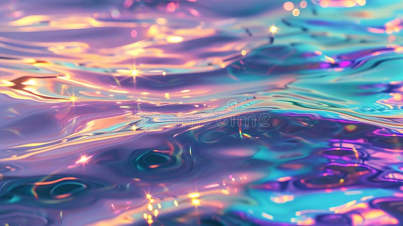 Colorful Iridescent Water Surface with Reflections Stock Image - Image ...