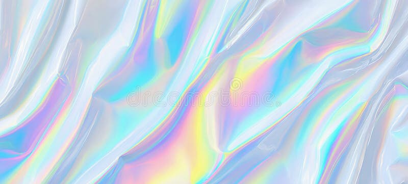 Colorful Iridescent White Fabric Texture Reflecting Light in Soft Waves ...